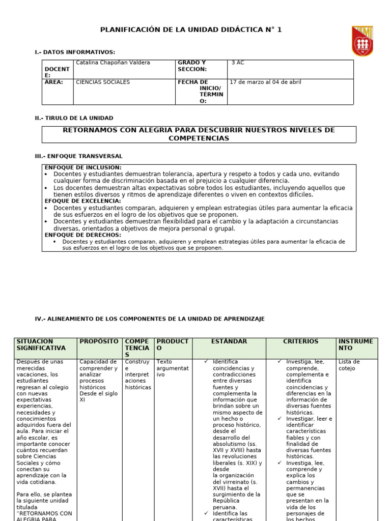 FORMATO DE UNIDAD DE APRENDIZAJE 1-3 AB CCSS | PDF | Sustentabilidad | Entorno natural
