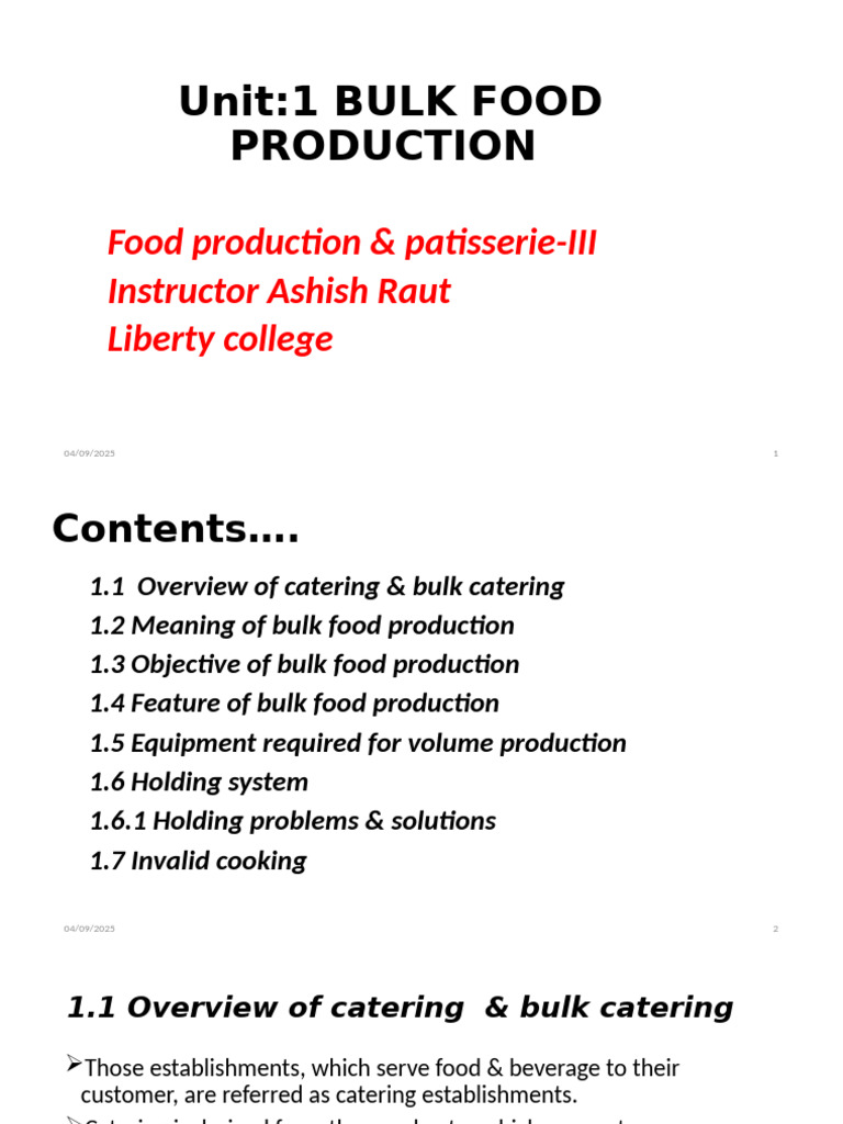 Bulk Food Production Equipment Guide | PDF | Cooking | Food And Drink ...