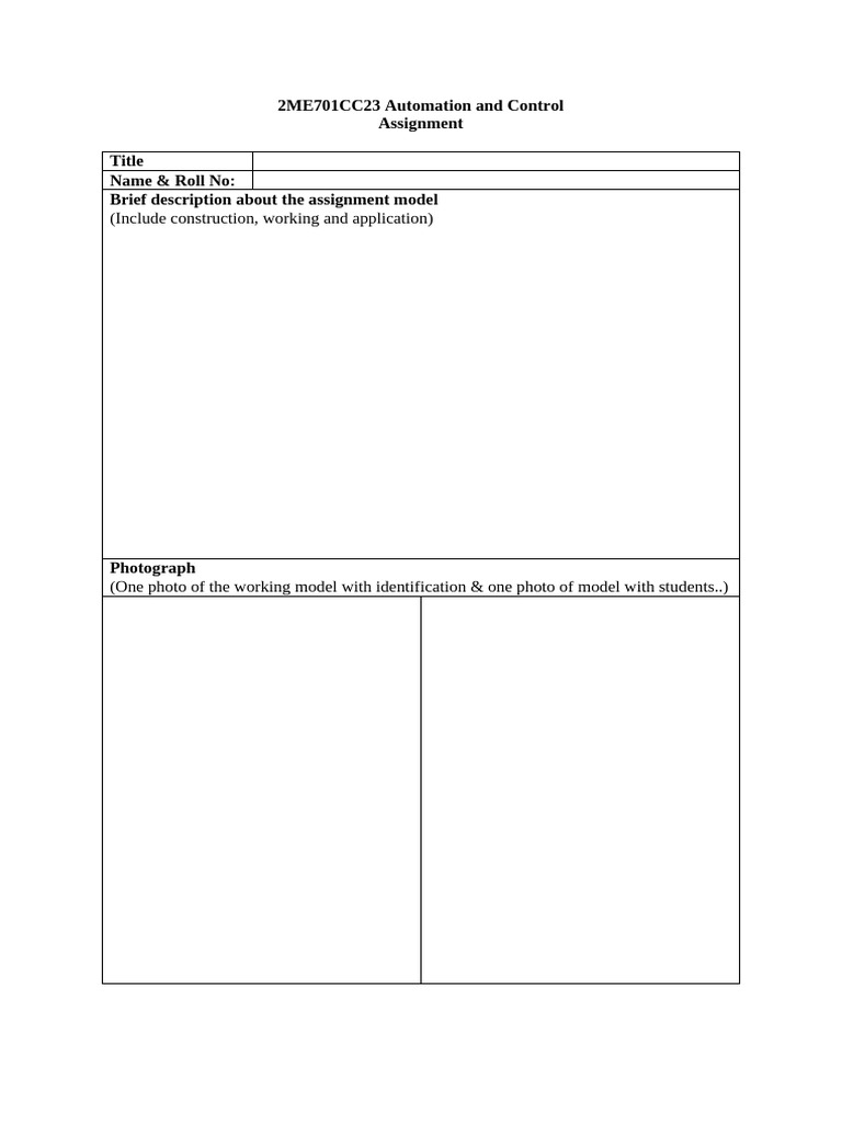 One Page Format For Assignment | PDF