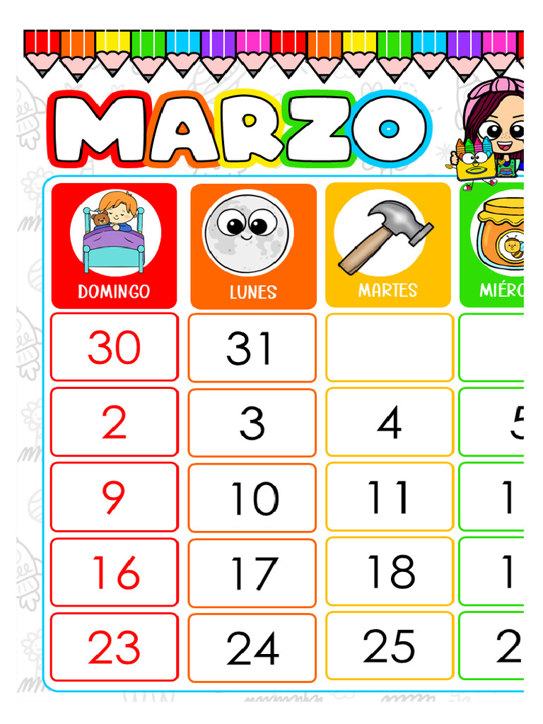 Recursos UD01 S1_Calendario Marzo A3 | PDF