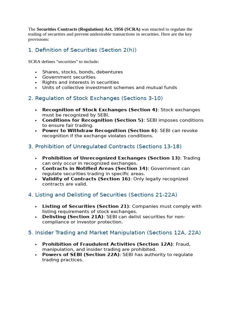 Overview of the Securities Contracts Act | PDF | Securities (Finance ...