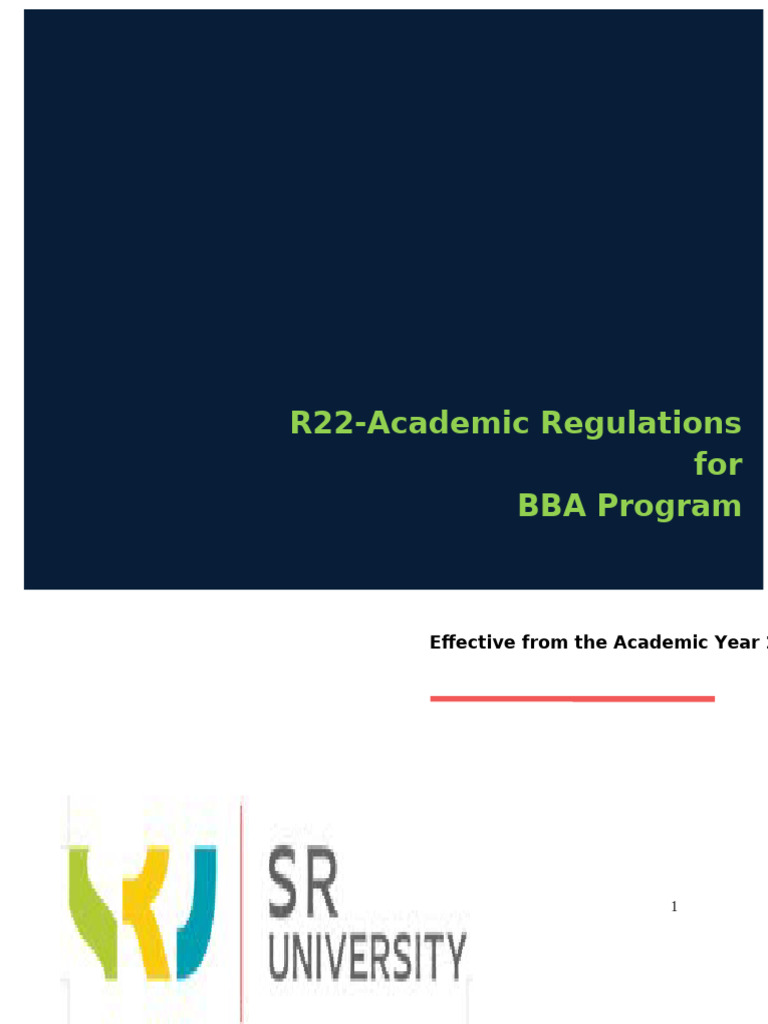 Academic Regulations BBA - R22 | PDF | Course Credit | Curriculum
