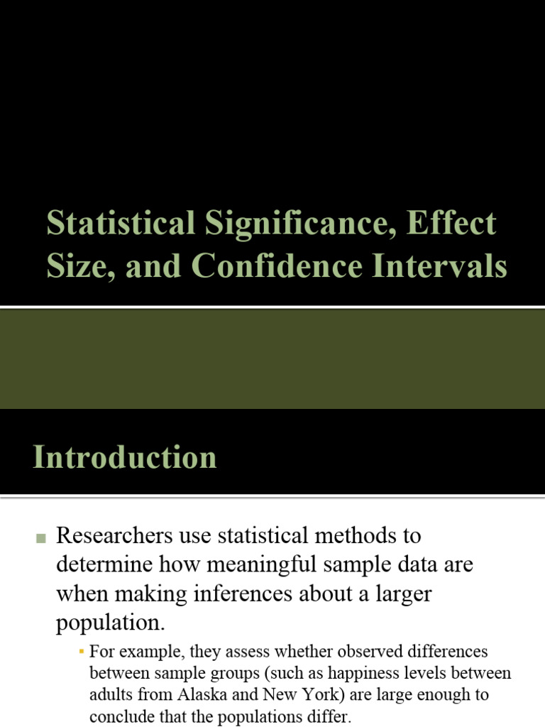 Lecture 9 Statistical Significance, Effect Size, and Confidence Intervals | PDF | Statistics ...