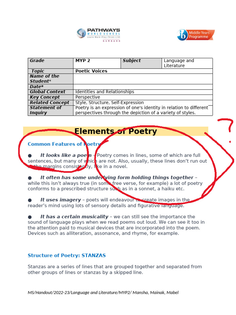 PWSUNP192920220925134944216Elements of Poetry - Handout 1 | PDF ...