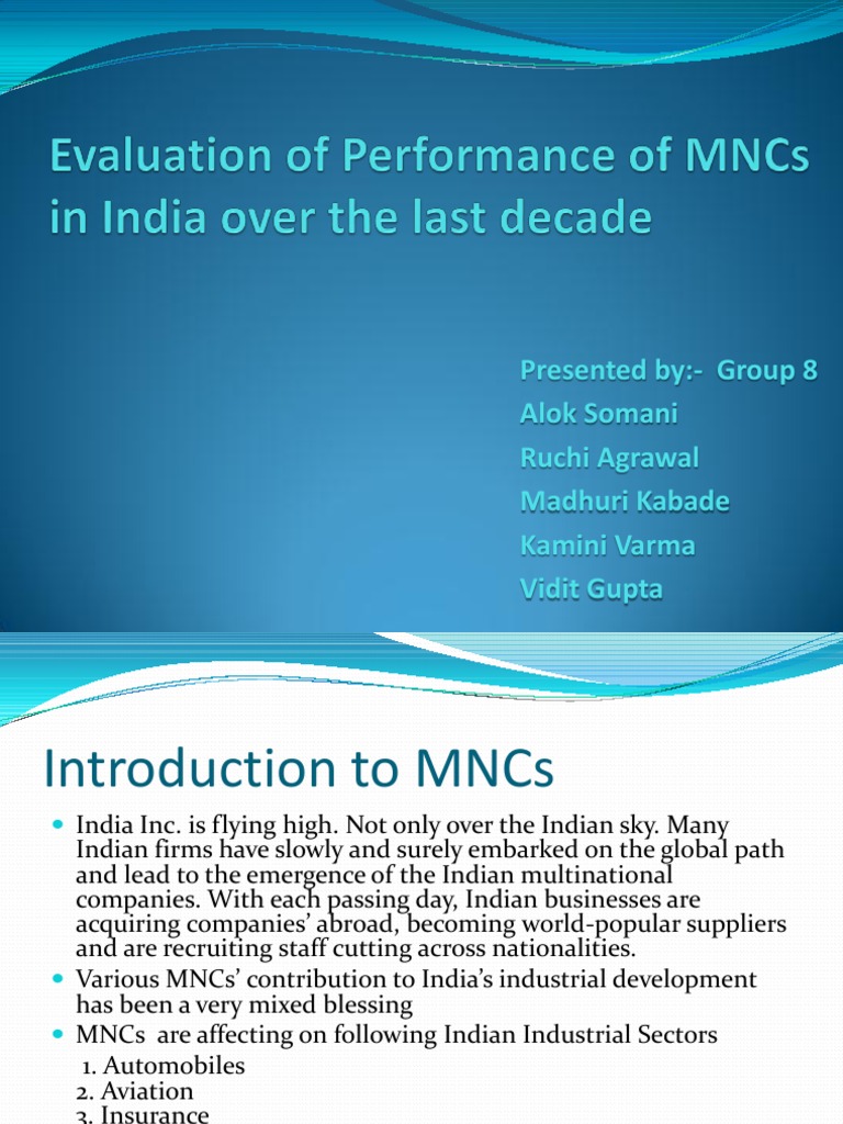 Impact of MNCs on India's Economy | PDF | Multinational Corporation ...
