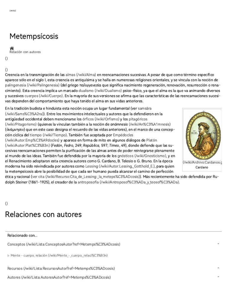 Metempsícosis - Encyclopaedia Herder | PDF | Alma | Reencarnación