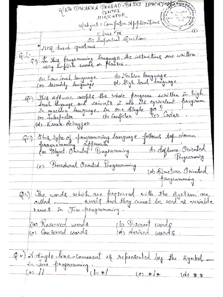 Class 9th Computer Applications 50 Imp. Quest. 24-25 | PDF