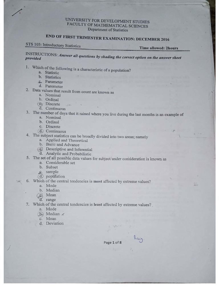 STS 103 Past Questions | PDF