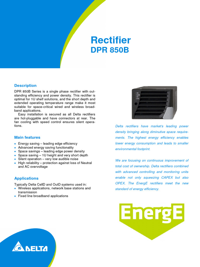 Fact Sheet DPR850B-48 en | PDF | Rectifier | Mains Electricity