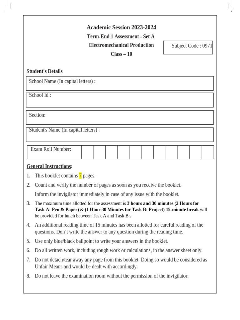 EMP-Grade 10-Question Paper - Set A | PDF | Soldering | Printed Circuit ...