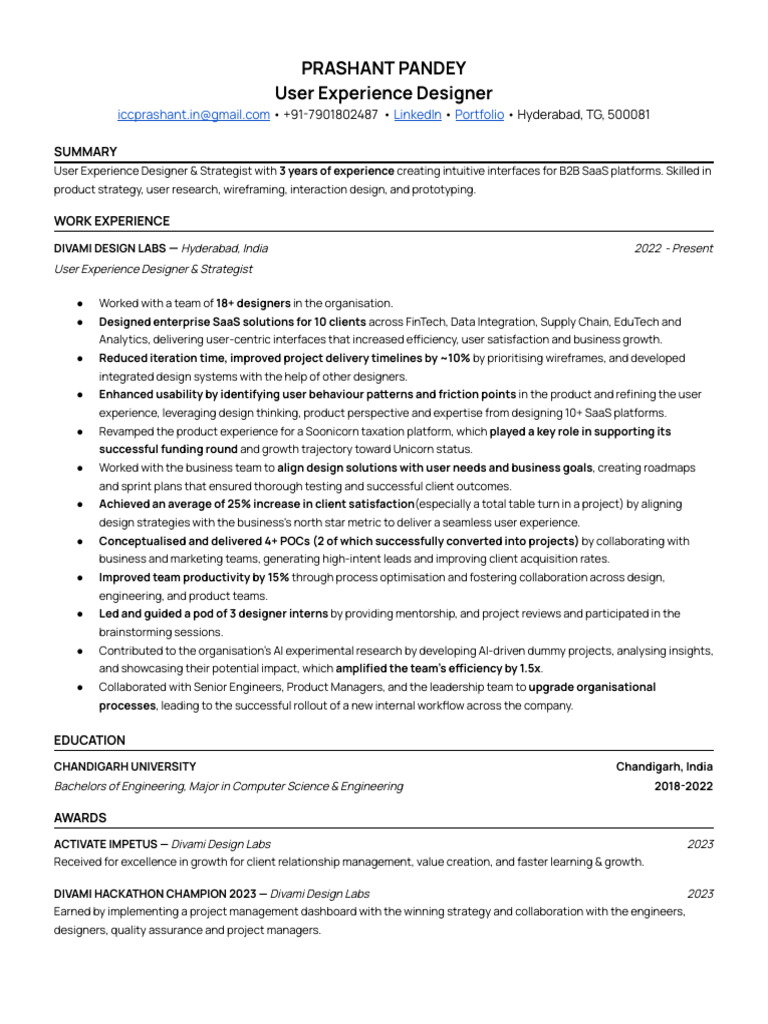 Prashant Pandey Resume 2025 | PDF | Usability | Information Technology