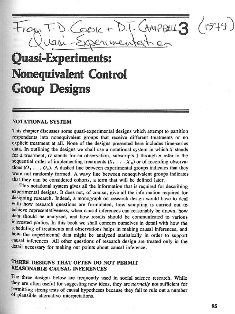 Cook&Campbell 1979 Non EquivalentControlGroupDesigns | PDF