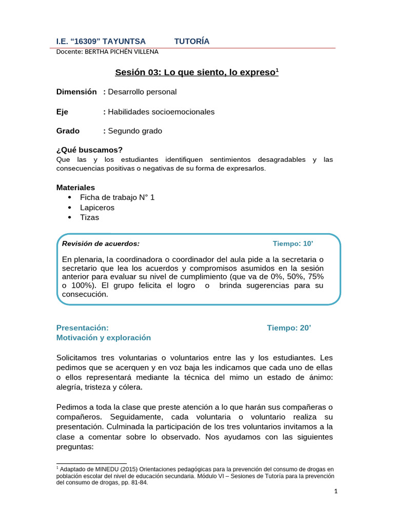 Expresión de Sentimientos en Tutoría | PDF | Ira | Sicología
