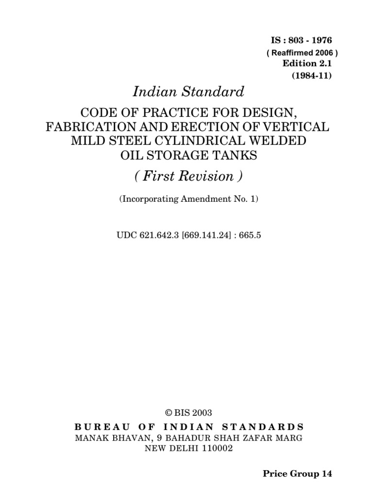 Is 803, 1976 (R 2006) | PDF | Technology & Engineering