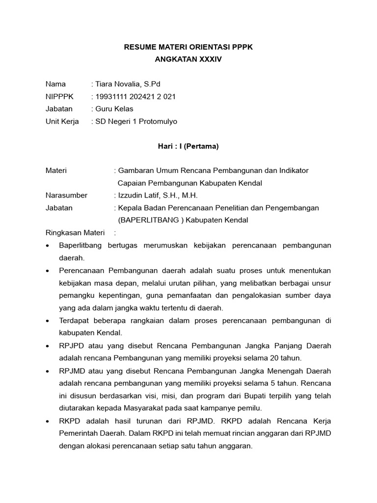 95 - Tiara Novalia - Resume Hari Pertama - XXXIV | PDF