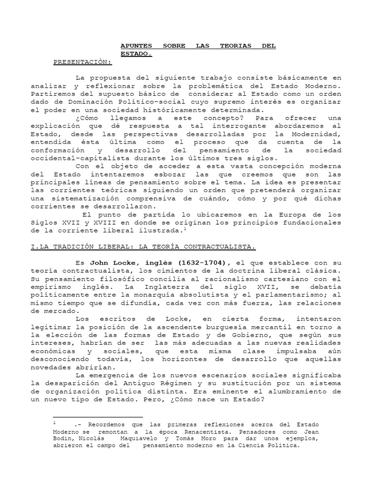 Apuntes Sobre Las Teorias Del Estado. Locke Marx | PDF | Estado ...