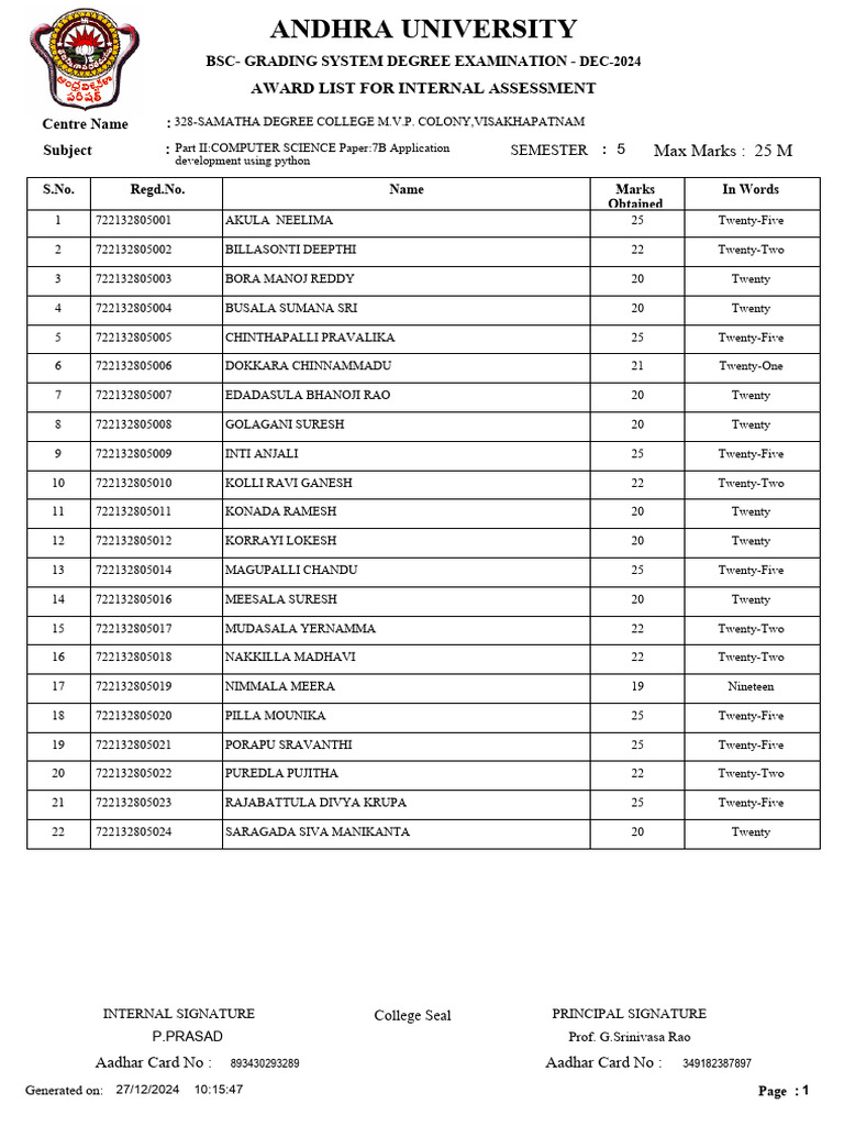 ADP Internal MPCS - BSC - 5 - SEMESTER | PDF