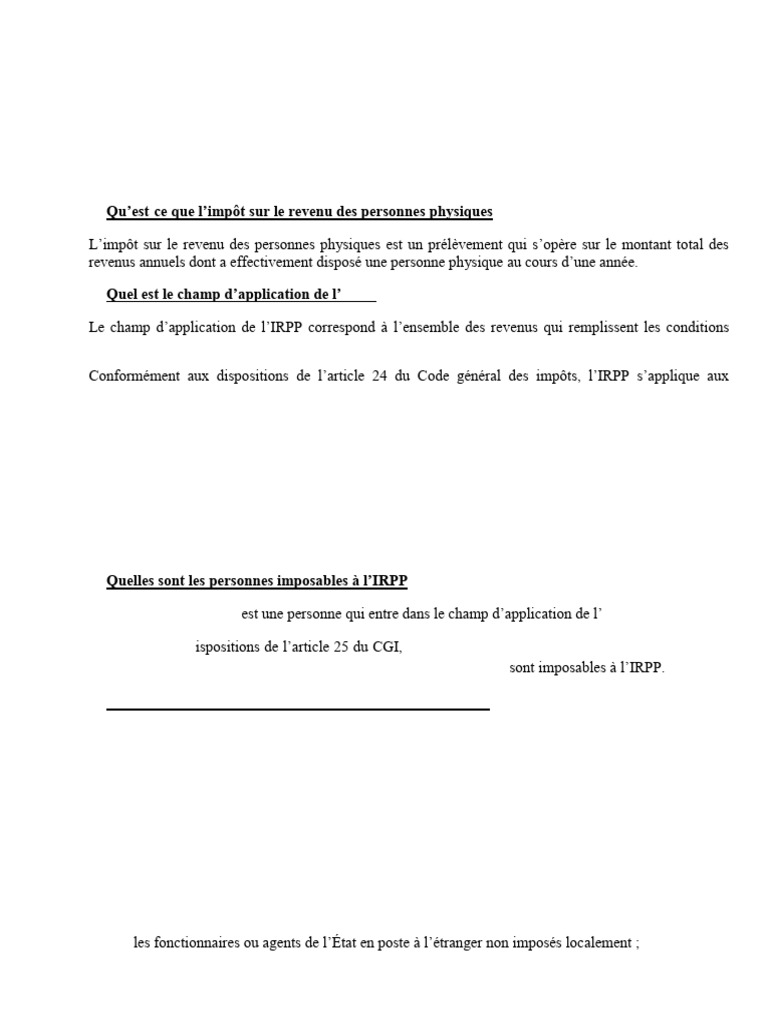 IRPP : Guide Complet pour le Cameroun | PDF | Impôt sur le revenu | Impôts