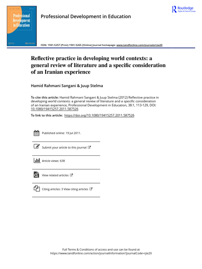 Reflective Practice in Developing World Contexts A General Review of ...