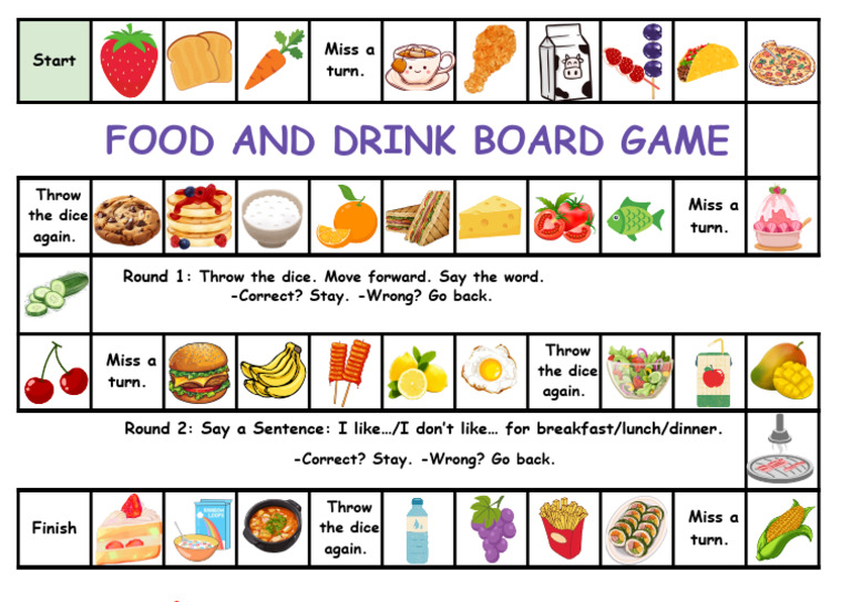 3rd Grade Food Game Board PDF | PDF