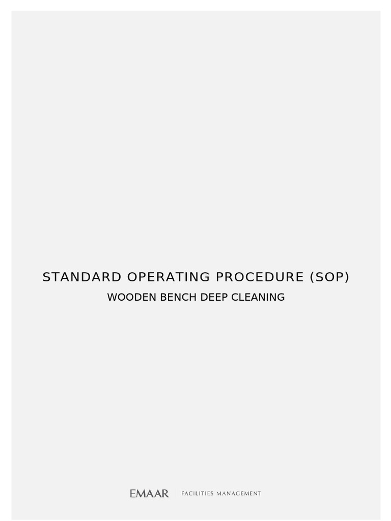 Wooden Bench Deep Cleaning SOP | PDF | Emergency | Personal Protective ...