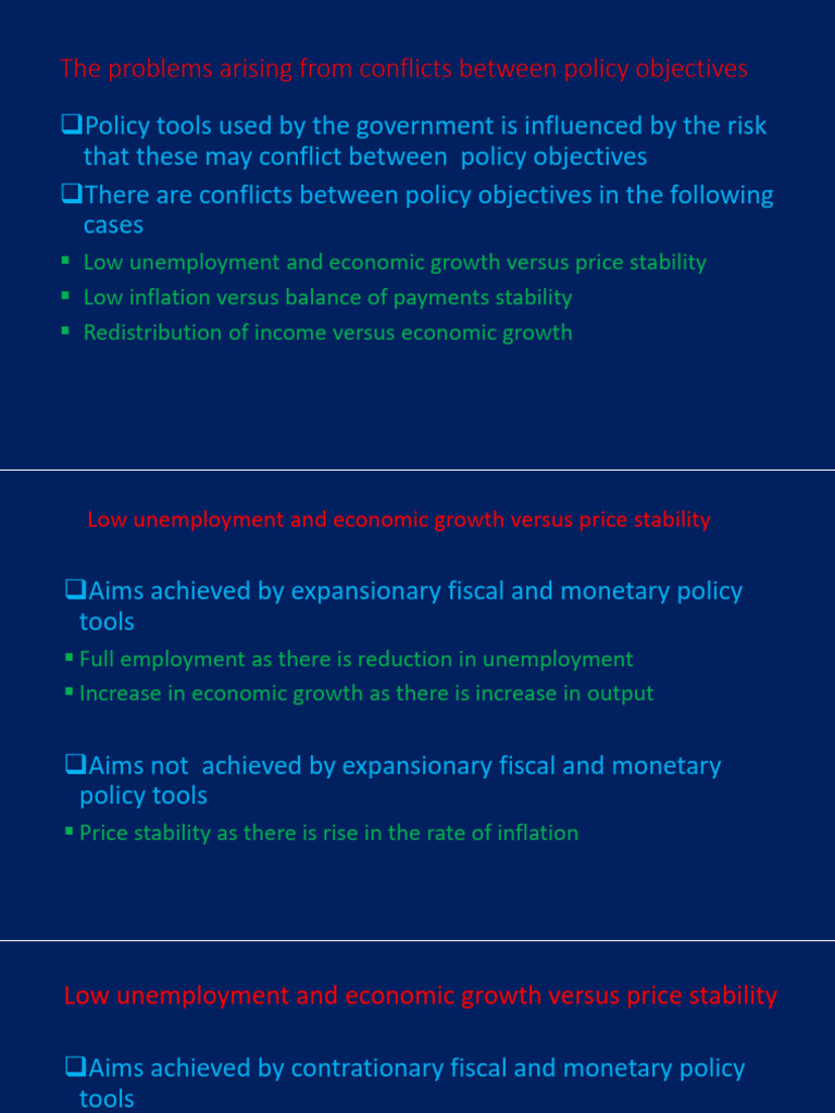 Conflicts in Economic Policy Objectives | PDF | Fiscal Policy | Inflation
