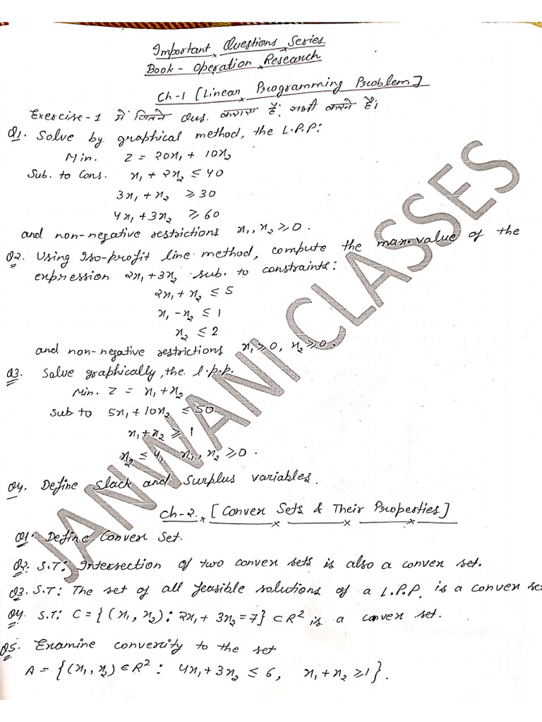 Operation Research Imp Questions Series | PDF