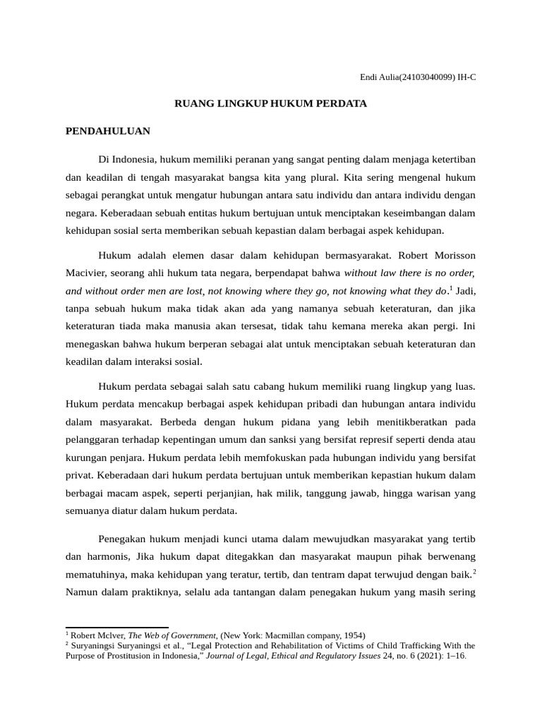 PAPER Ruang Lingkup Hukum Perdata | PDF