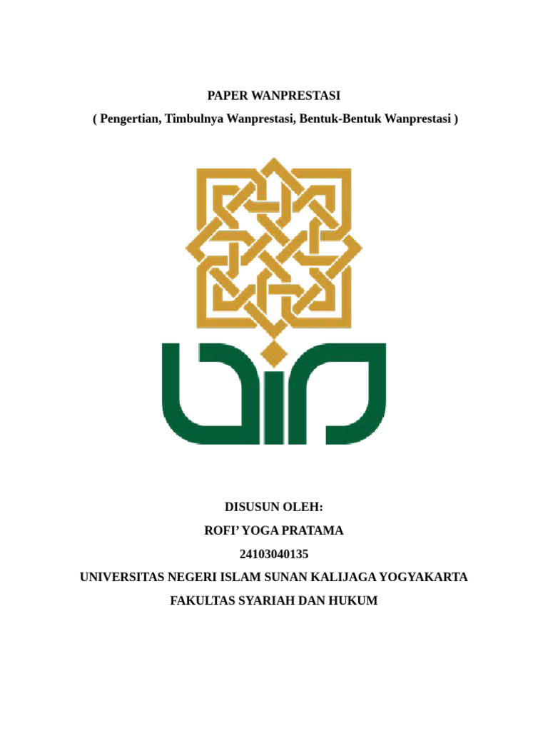 Rofi'Yoga P (Wanprestasi) 2 | PDF