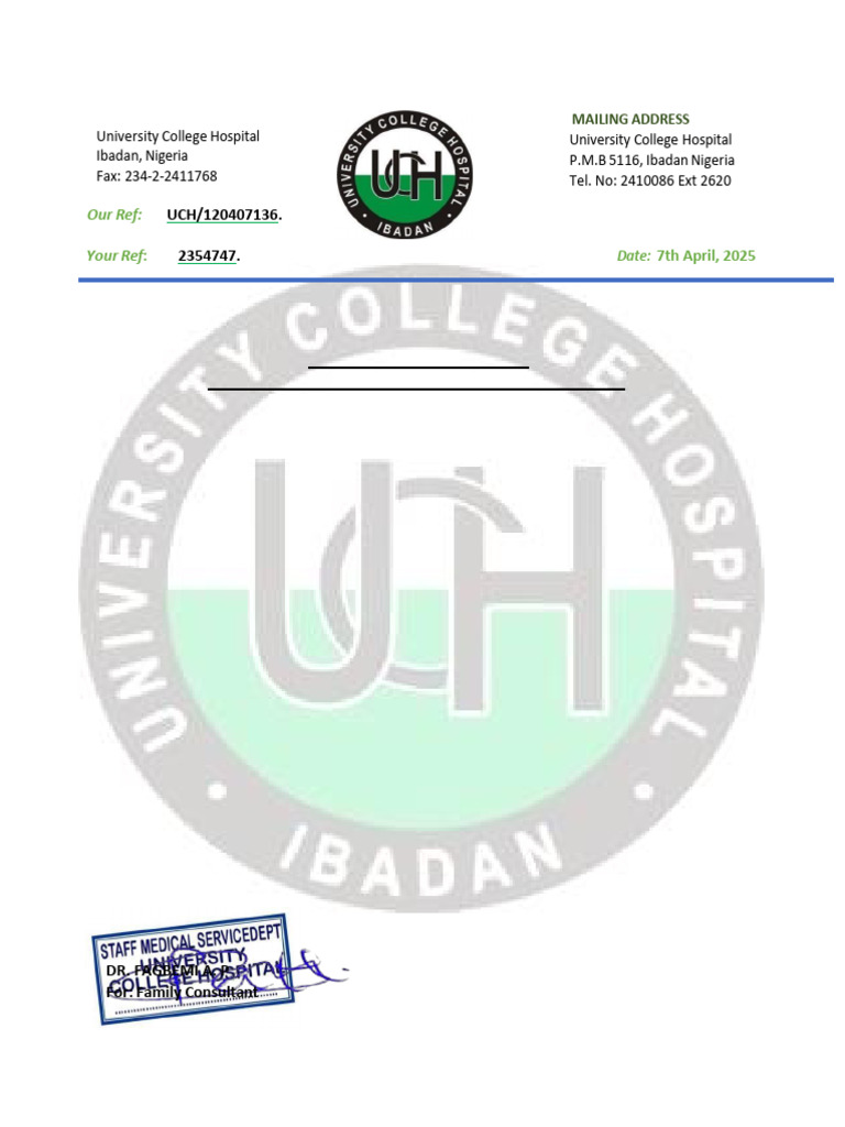 Medical Fitness Report for NYSC | PDF