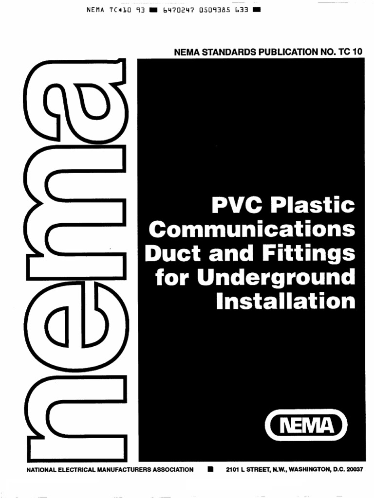 NEMA TC 10 PVC Conduit Underground | PDF | Polyvinyl Chloride | Pipe ...