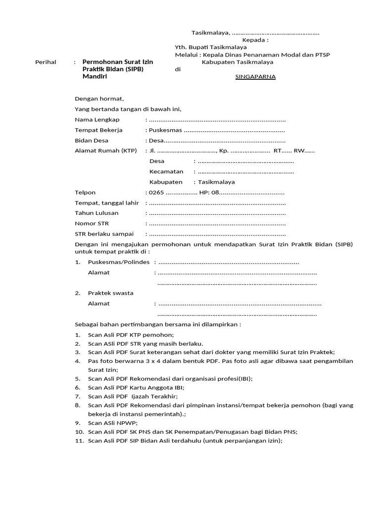 Form Permohonan SIPB Baru Maret 2023 | PDF