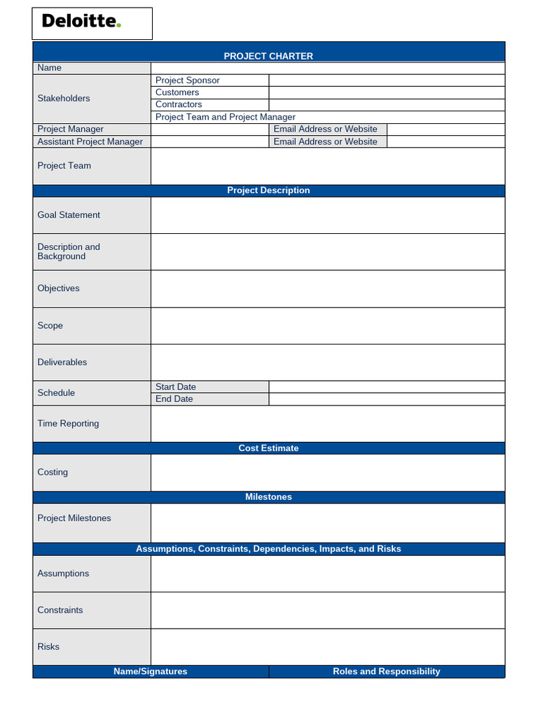Project Charter Template Overview | PDF