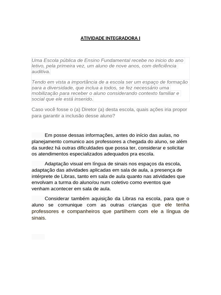 Atividade Integradora I | PDF