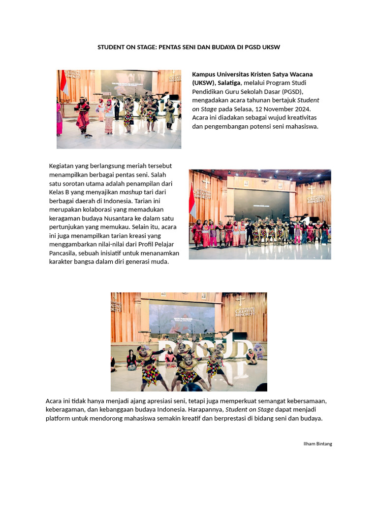 STUDENT ON STAGE Berita acara | PDF