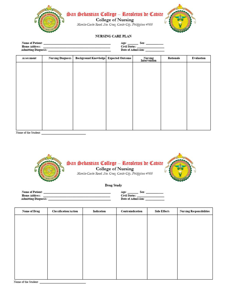 NCP and Drug Study Template | PDF