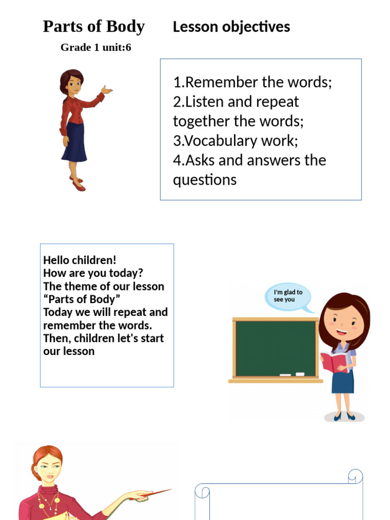 Grade 1 Body Parts Lesson Plan | PDF