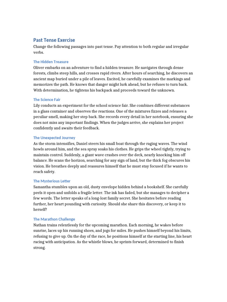 Past Tense Exercise Advanced | PDF