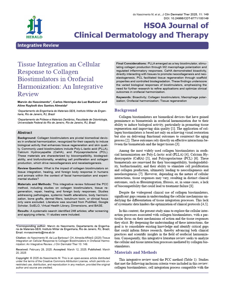 Tissue Integration An Cellular Response To Collagen Biostimulators in ...