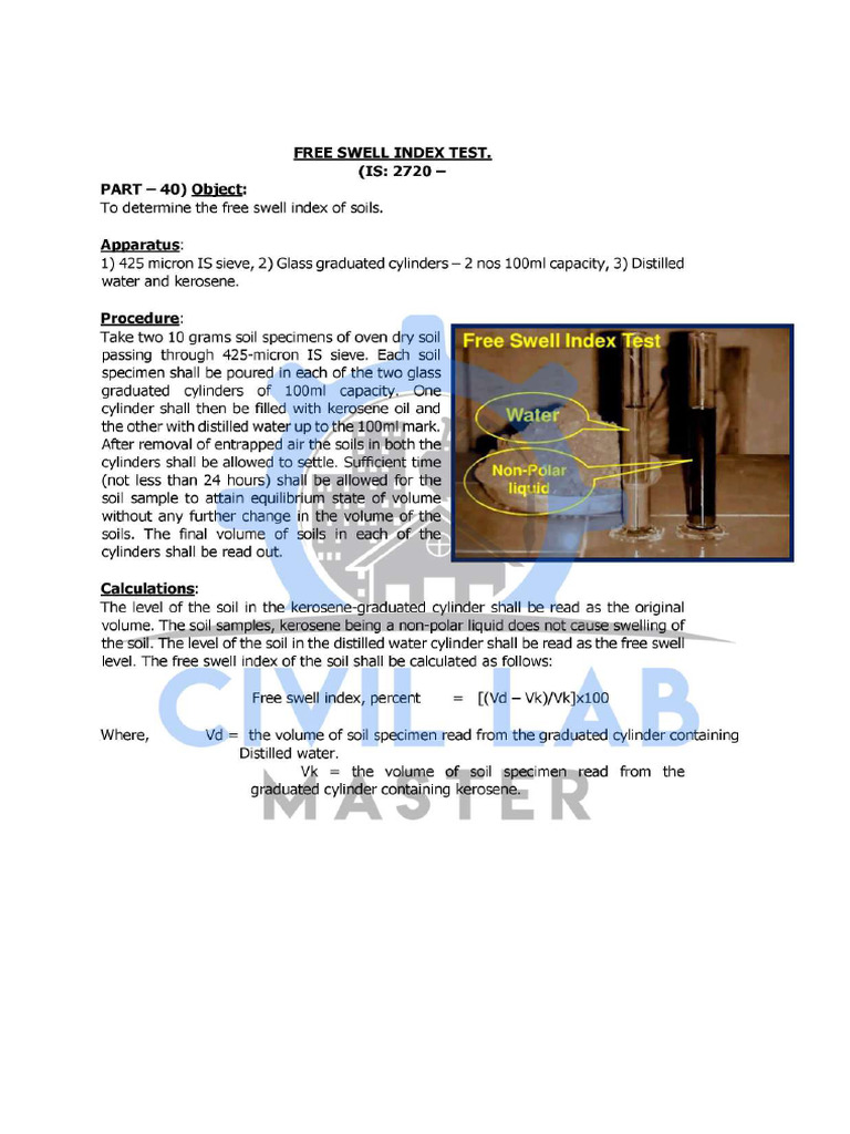 Free Swell Index Test | PDF