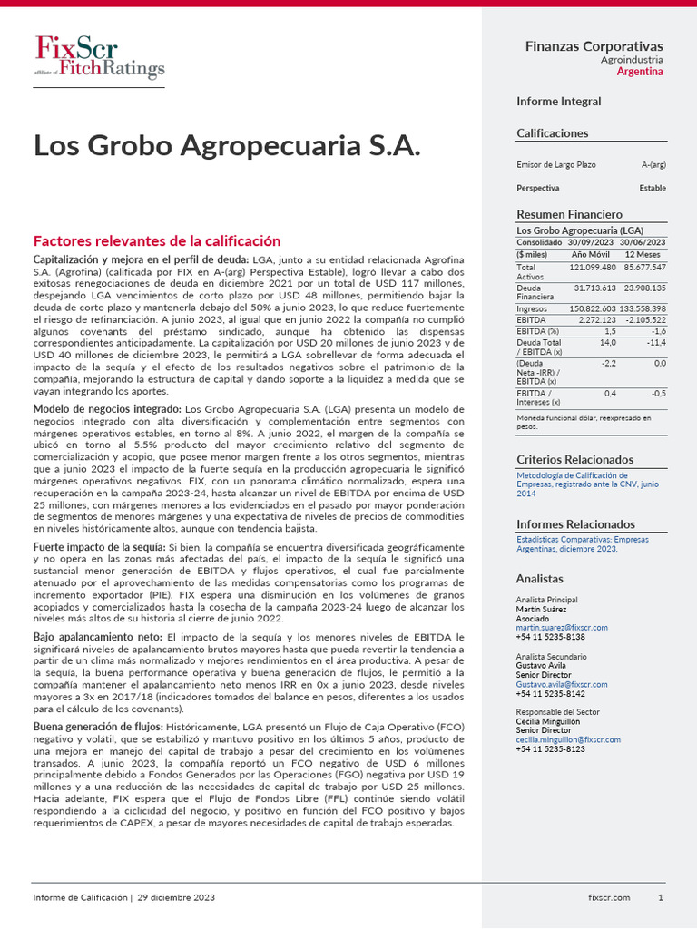 Los Grobo Agropecuaria S.A. (LOS GROBO) | PDF | Agricultura ...