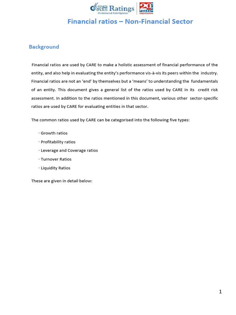 Financial Ratio by CARE Rating | PDF | Debt | Expense