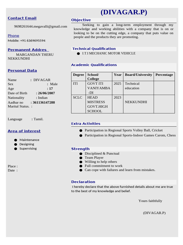 Resume Formate | PDF