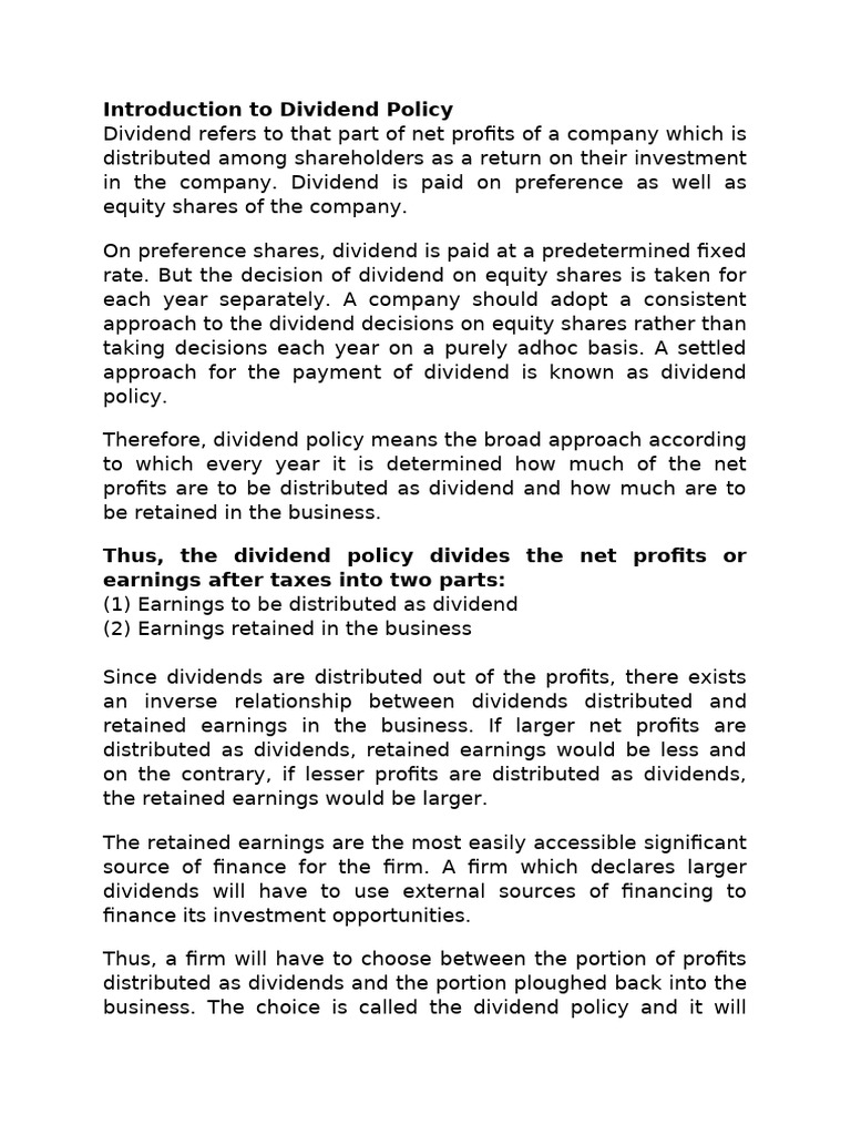 Understanding Dividend Policy Basics | PDF | Dividend | Capital Structure