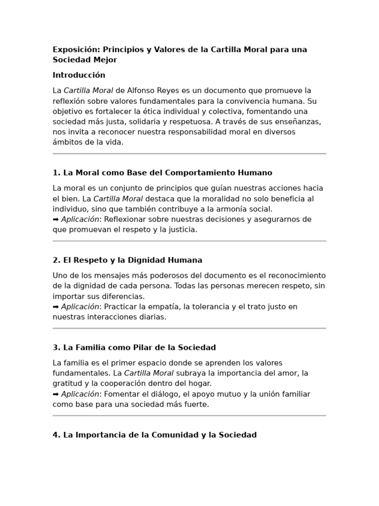 Cartilla Moral Resumen | PDF | Moralidad | Sociedad