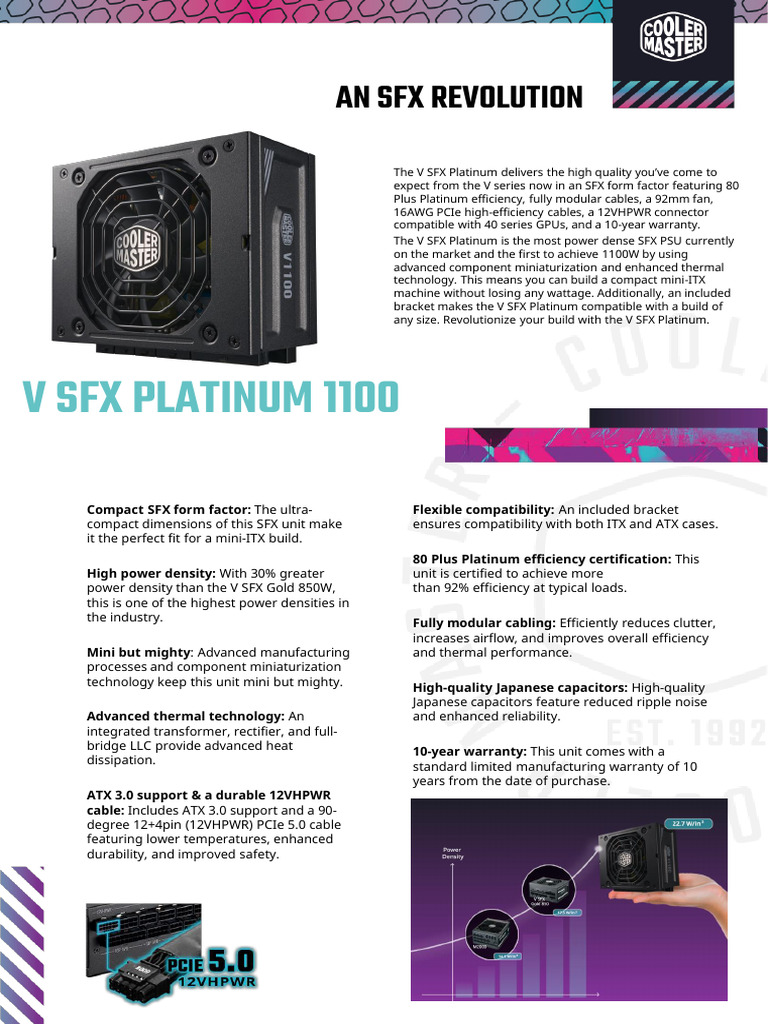 V SFX Platinum 1100 Product Sheet | PDF | Rectifier | Electrical ...