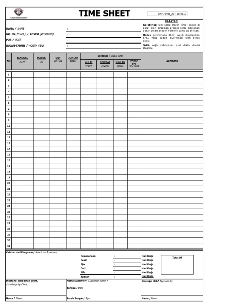 Form Time Sheet | PDF
