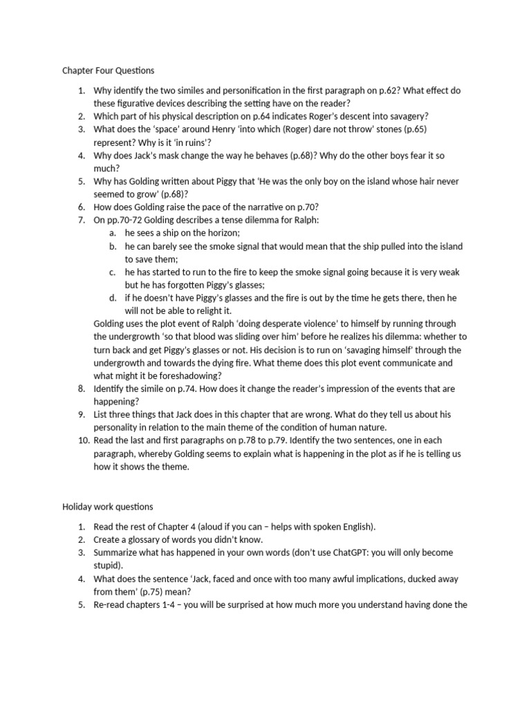 Chapter Four Questions - 1 | PDF