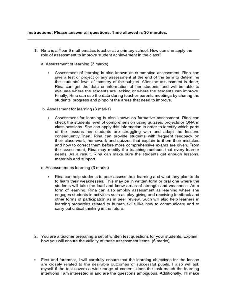 Classroom Assessment Strategies for Teachers | PDF | Educational ...