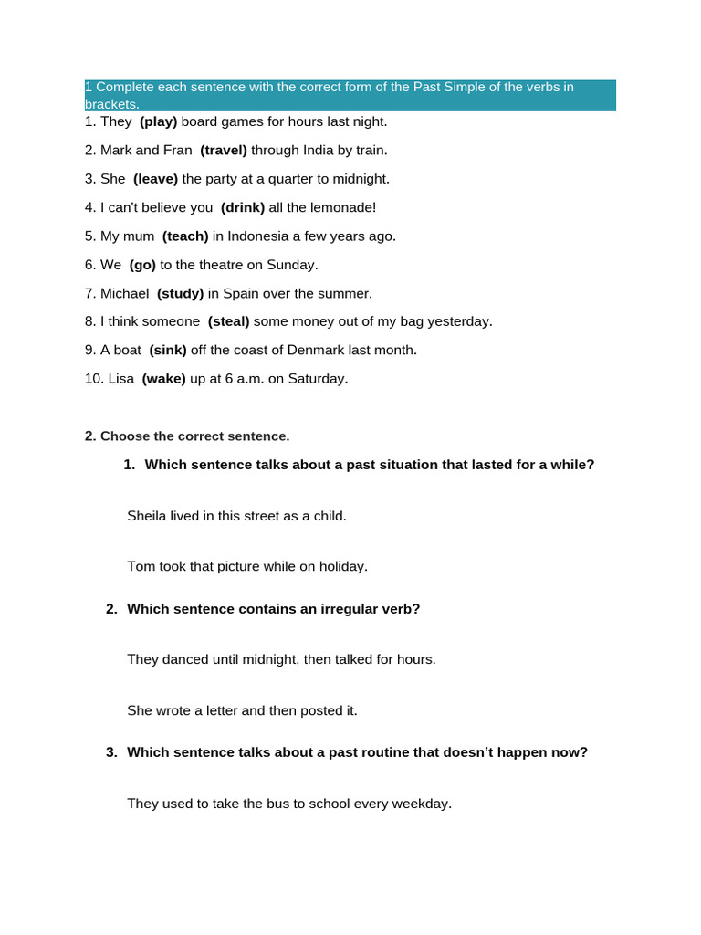 A2 Online Unit 2 - Past Simple, Past Continuous, Used To, Personality | PDF